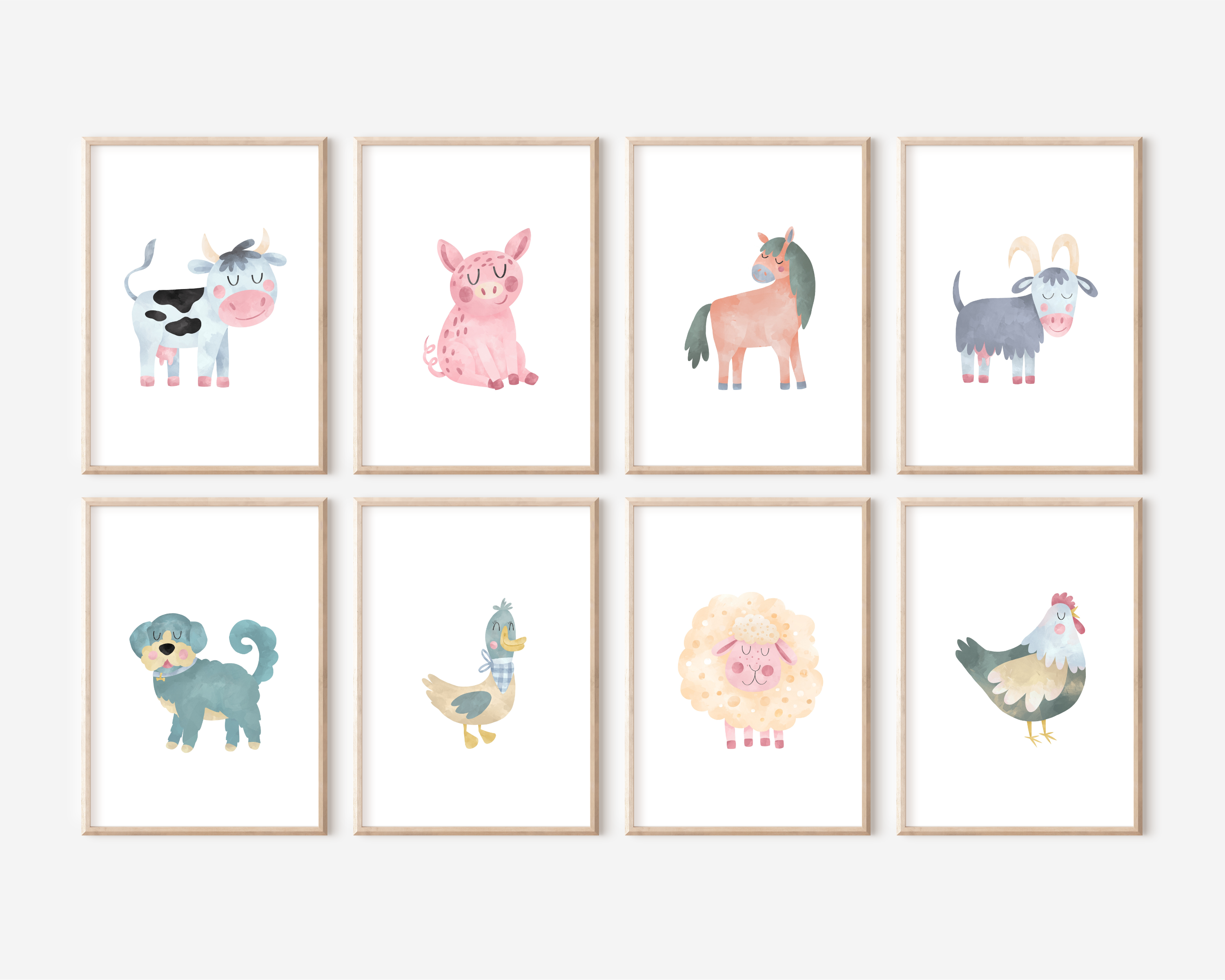 Printable Farm Animal Art- Set of 8 – A Piece of Cake Celebrations
